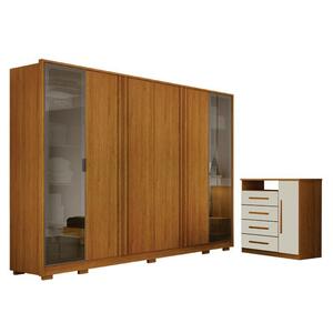 Guarda Roupa Casal Prime 6 Portas Com Cômoda Diamante 4 Gavetas 1 Porta ...
