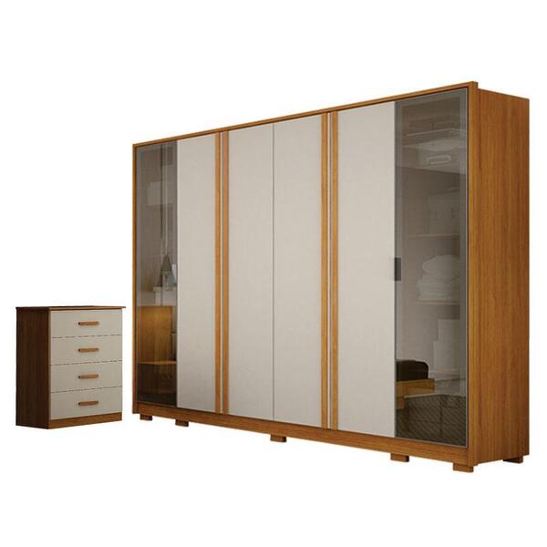 Guarda Roupa Casal Prime 6 Portas Com Cômoda Rubi 4 Gavetas Cinamomo ...