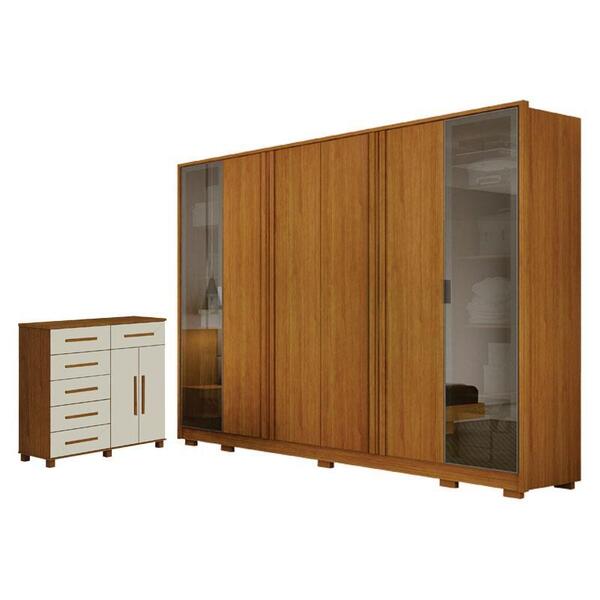 Guarda Roupa Casal Prime 6 Portas Com Cômoda São Paulo 6 Gavetas 2 ...