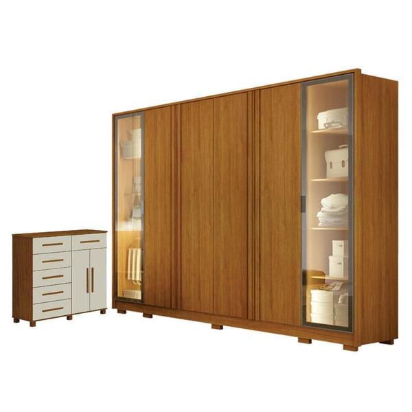 Guarda Roupa Casal Prime 6 Portas Com Led Cinamomo Com Cômoda São Paulo ...