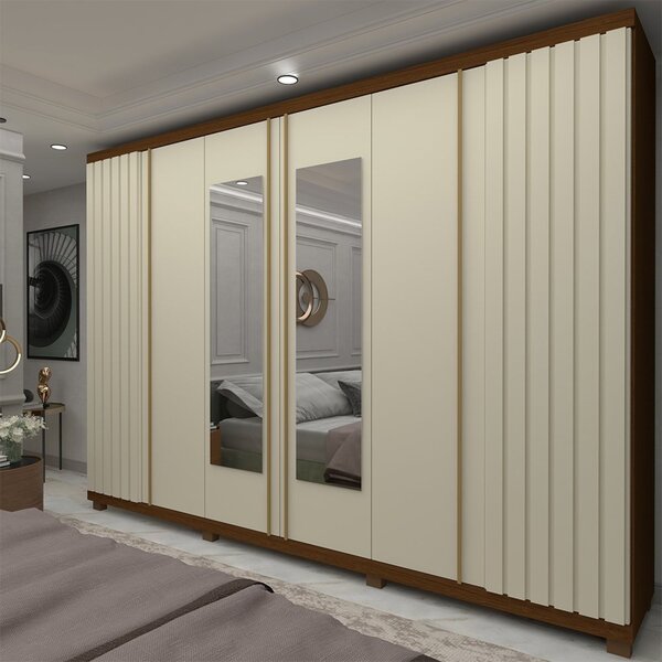 Guarda-roupa Casal Ripado 6 Portas 4 Gavetas Com Espelho Absolut New ...