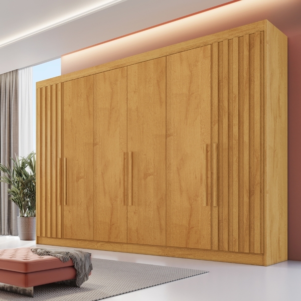 Guarda Roupa Casal Ripado 6 Portas 6 Gavetas Potente Móveis Europa ...