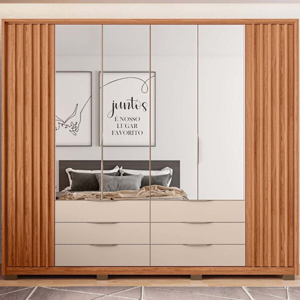 Guarda-roupa Casal Ripado Com Espelho 6 Portas 6 Gavetas E Pés Suburban ...