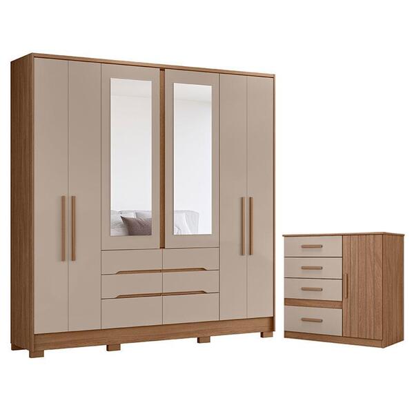 Guarda Roupa Casal San Francisco E Cômoda Vênus Carvalho Fendi - Moval ...