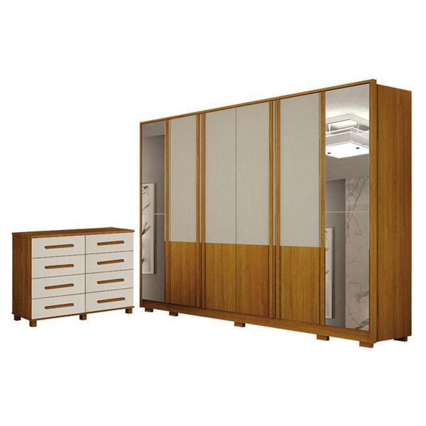 Guarda Roupa Casal Urban 6 Portas Com Espelho Com Cômoda San Marino 8 ...