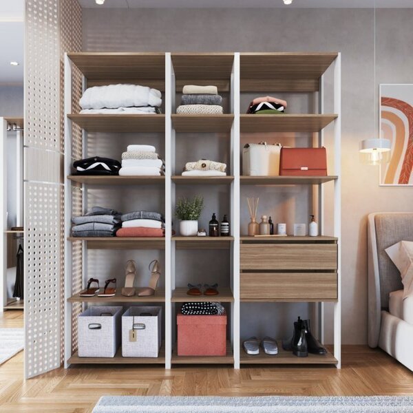 Guarda Roupa Closet 3 Peças Com 2 Gavetas E 14 Nichos Easy Branco ...