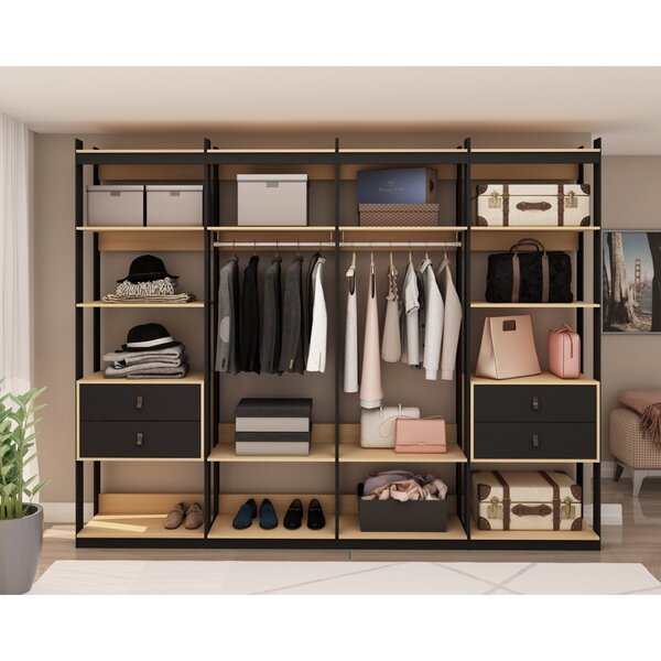 Guarda Roupa Closet 4 Modulos, 4 Gavetas, 2 Cabideiros Estilo ...