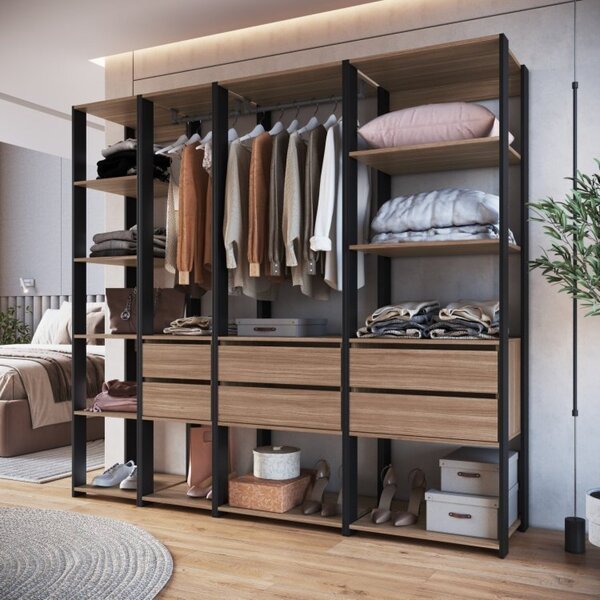 Guarda Roupa Closet 4 Peças Com 2 Cabideiros 6 Gavetas E 11 Nichos Easy ...