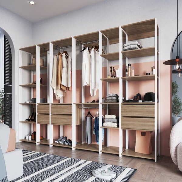 Guarda Roupa Closet 6 Peças Com 3 Cabideiros 6 Gavetas E 16 Nichos Easy ...