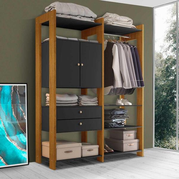 Guarda Roupa Closet Carvalho Preto Toronto Luapa Móveis | Leroy Merlin
