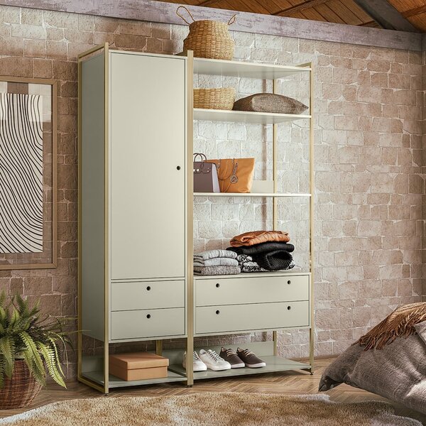 Guarda Roupa Closet Modulado 1 Porta 4 Gavetas 143cm - Estrutura ...