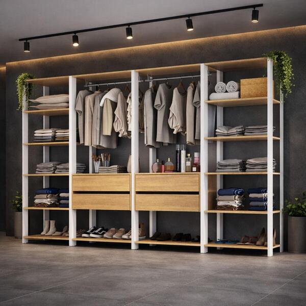 Guarda-roupa Closet Modulado Arizona 4 Gavetas 270cm Multimóveis Mp4784 ...