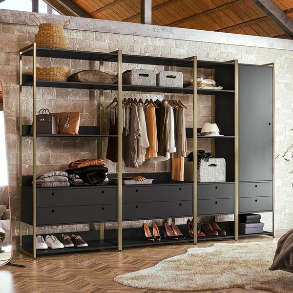 Guarda Roupa Closet Modulado Industrial 1 Porta 8 Gavetas Preto | Leroy ...