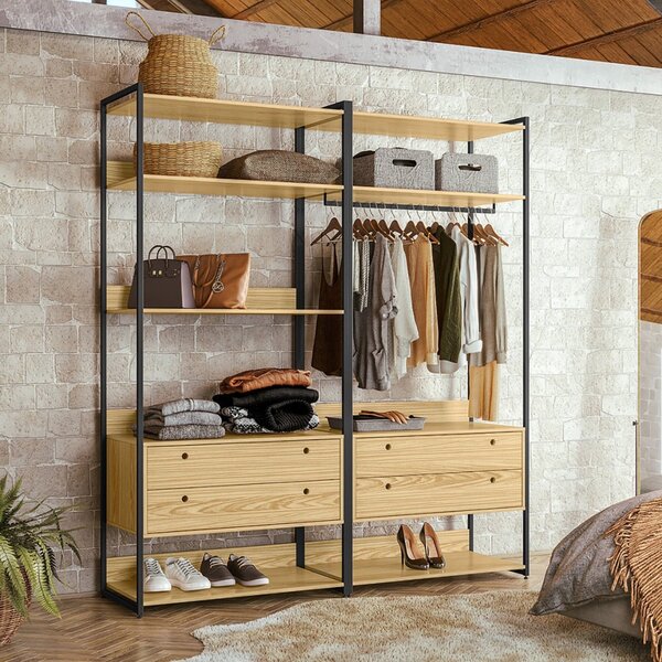 Guarda Roupa Closet Modulado Industrial 4 Gavetas Pinus | Leroy Merlin