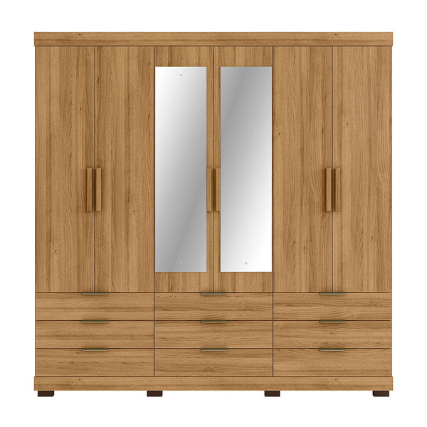 Guarda-roupa Com 6 Portas 9 Gavetas Dublin Com Espelhos E Pés Dj Móveis ...