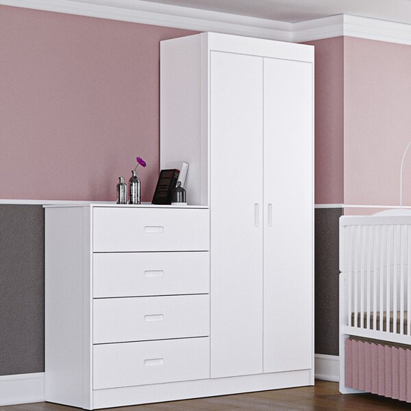 Guarda-roupa Com Cômoda Infantil 02 Portas E 04 Gavetas 100% Mdf New ...
