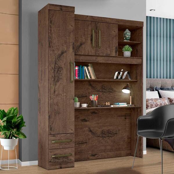 Guarda Roupa Com Escrivaninha Multifuncional Jacarandá Tower Zanzini ...