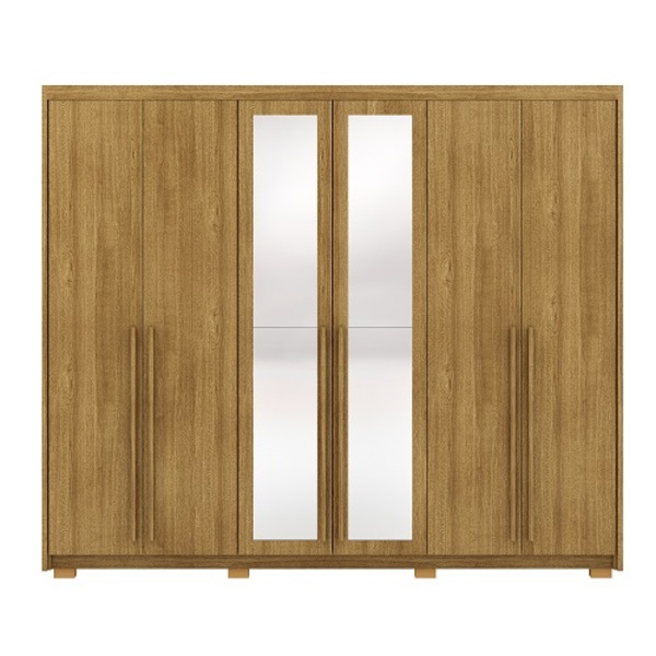 Guarda Roupa Com Espelho Dubai Majestic 6 Portas E 6 Gavetas Nature ...