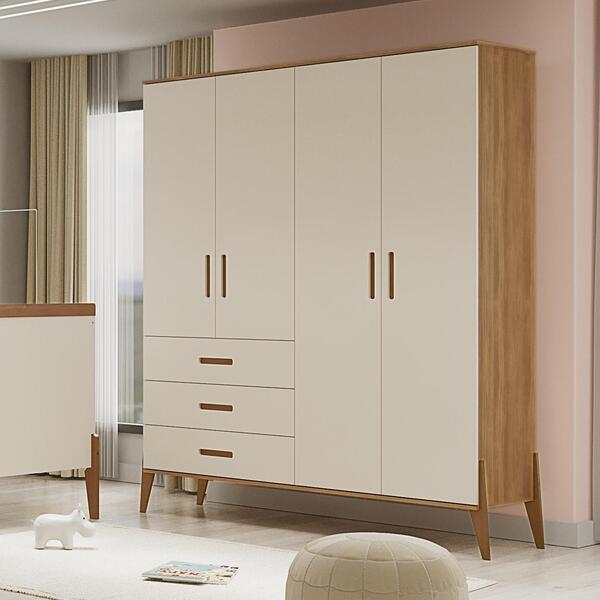 Guarda Roupa Emilly Off White Carvalho 4 Portas Canaã Baby | Leroy Merlin