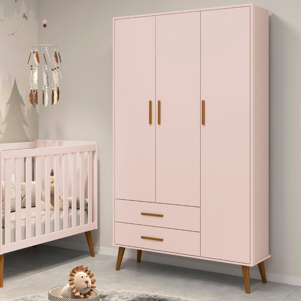 Guarda Roupa Infantil 3 Portas 2 Gavetas Isis Rosa | Leroy Merlin
