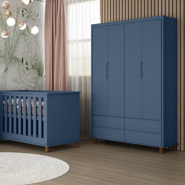 Guarda-roupa Infantil 4 Portas E 4 Gavetas Atenna Azul Petróleo | Leroy ...
