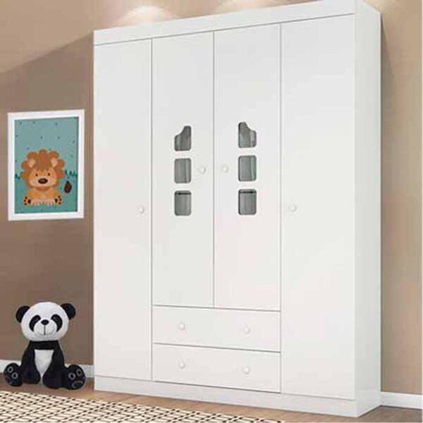 Guarda Roupa Infantil Lívia 4 Portas E 2 Gavetas Branco | Leroy Merlin