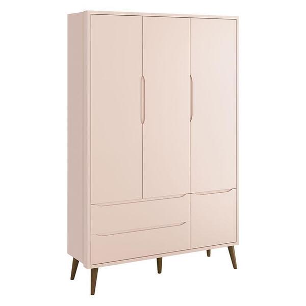 Guarda Roupa Infantil Theo 3 Portas Rosa Com Pés Amadeirados – Reller ...