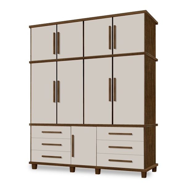 Guarda Roupa Londres Triplex 4 Portas 6 Gavetas Com Maleiro Luapa ...