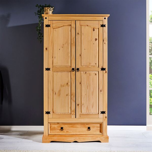 Guarda Roupa Madeira 2 Portas 1 Gaveta Armário Rustico | Leroy Merlin