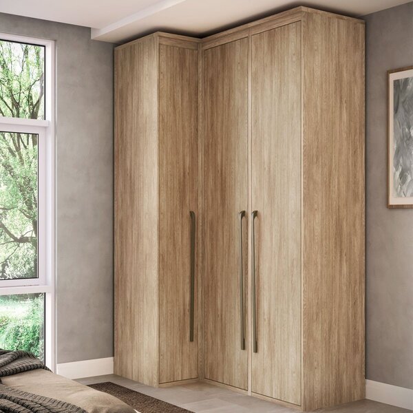 Guarda Roupa Modulado Canto Reto 3 Portas Mdf Lótus Carvalho | Leroy Merlin