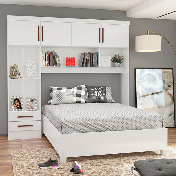 Guarda Roupa Modulado Com Cama Paris 4 Portas 2 Gavetas | Leroy Merlin