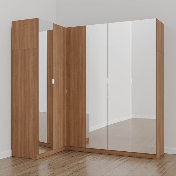 Guarda Roupa Modulado De Canto Com Espelho 6 Portas 3 Peças Hera ...