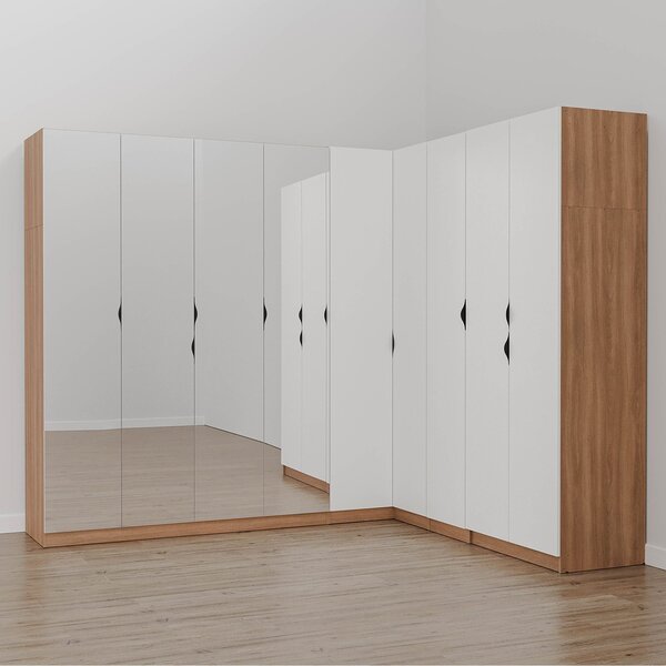 Guarda Roupa Modulado De Canto Com Espelho 9 Portas 4 Peças Hera ...