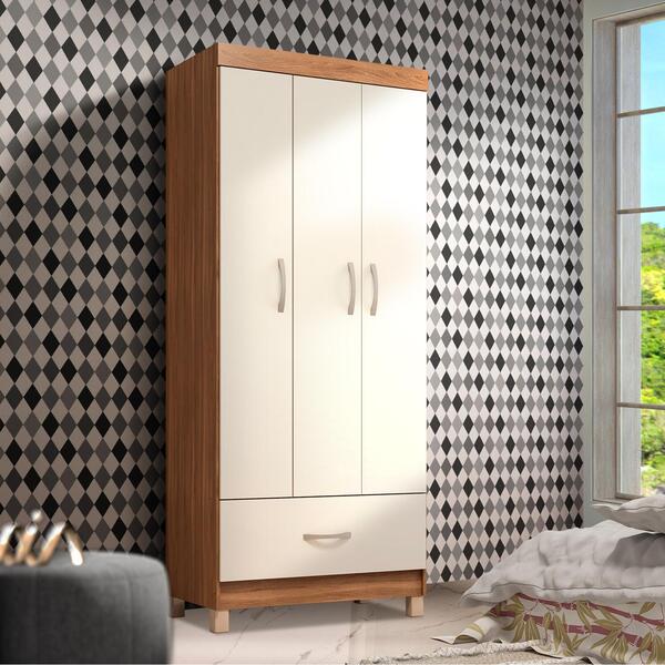 Guarda Roupa Pequeno 3 Portas 1 Gaveta 75 Cm Amêndola Off White Paixão ...