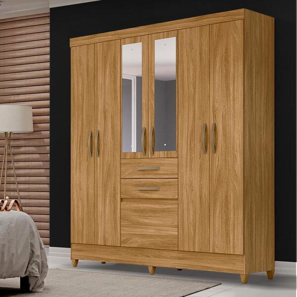 Guarda Roupa Pequeno Com Espelho 7 Portas 177cm Freijó Mildred Shop Jm ...