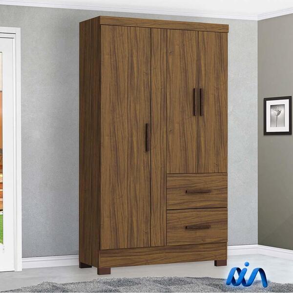Guarda Roupa Pequeno Solteiro 3 Portas Nogal New Primordial Zanzini ...