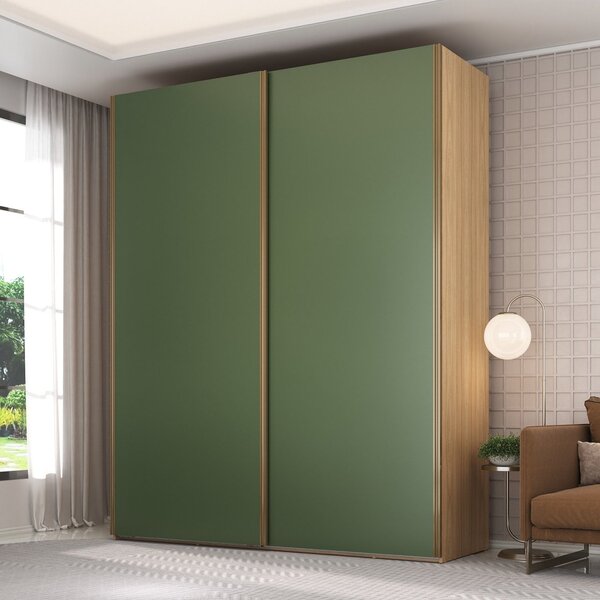 Guarda Roupa Solteiro 2 Portas 3 Gavetas Veneto Olmo Italiano/Verde ...