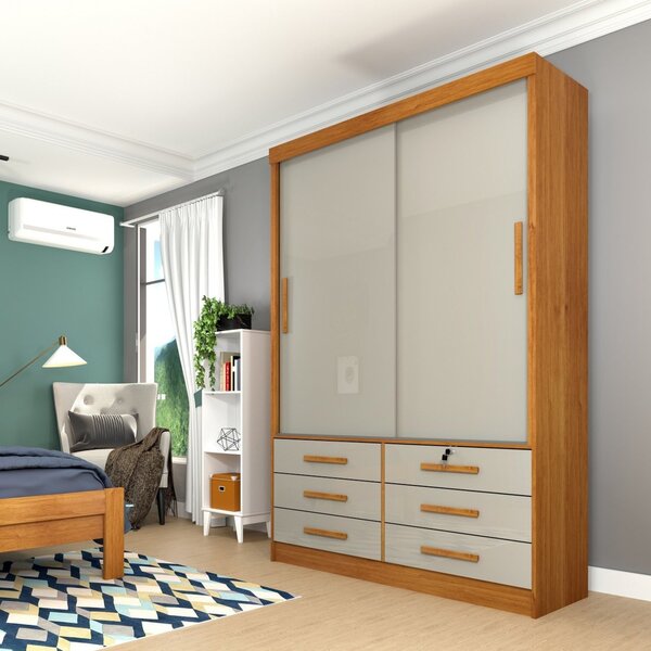 Guarda Roupa Solteiro 2 Portas 6 Gavetas Chicago Tcil Móveis Cinamomo/off White | Leroy Merlin