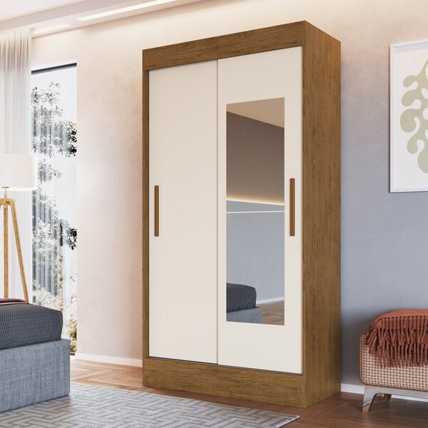 Guarda Roupa Solteiro 2 Portas De Correr 2 Gavetas 2 Espelhos 104x200cm ...