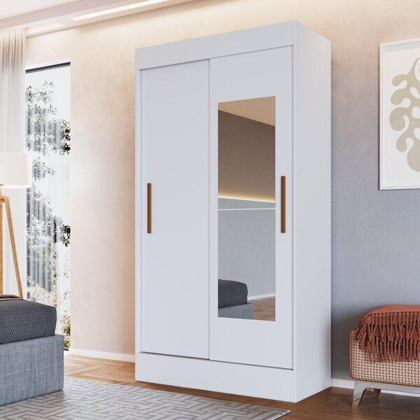 Guarda Roupa Solteiro 2 Portas De Correr 2 Gavetas 2 Espelhos 200x104cm Lyon Móveis Doripel ...