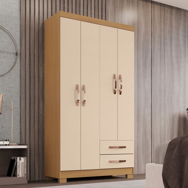 Guarda-roupa Solteiro 4 Portas 2 Gavetas Itapema Carvalho Americano ...