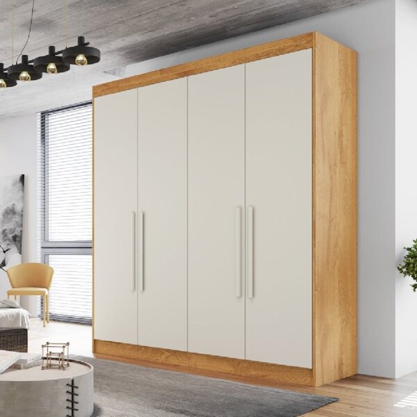 Guarda Roupa Solteiro 4 Portas 3 Gavetas 100% Mdf Nantes Marrom/peróba ...