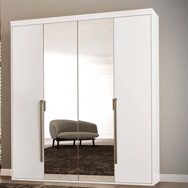 Guarda Roupa Solteiro 4 Portas 3 Gavetas Mdf Originale Belmax Branco ...