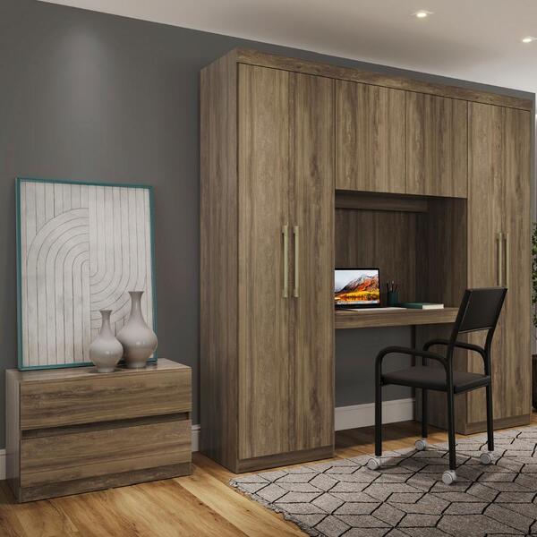 Guarda Roupa Solteiro 6 Portas 2 Gavetas C/ Escrivaninha | Leroy Merlin