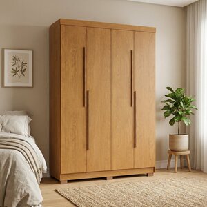 Guarda-roupa Solteiro Bari 4 Portas 2 Gavetas 100% Mdf Cerejeira ...