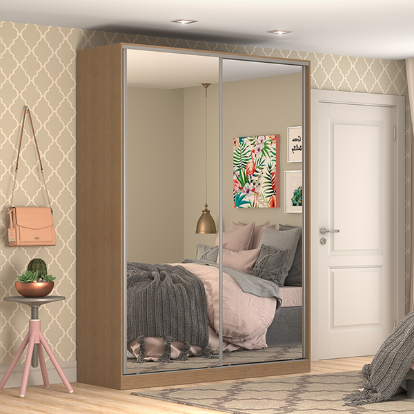 Guarda-roupa Solteiro Com Espelho Tunas Ii 2 Pt 3 Gv Marrom | Leroy Merlin