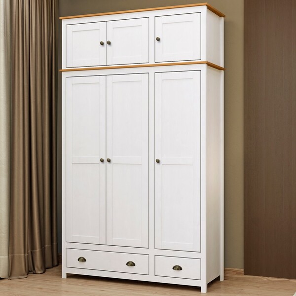 Guarda-roupa Solteiro Oakland 6 Portas 2 Gavetas Com Maleiro Branco ...