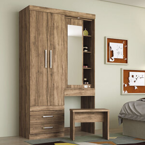 Guarda Roupa Solteiro Penteadeira Com Banqueta E Espelho Atacama ...