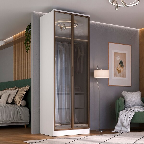 Guarda-roupa Solteiro Ravi 2 Portas Reflecta 2 Gavetas 100% Mdf Branco - Mambel | Leroy Merlin