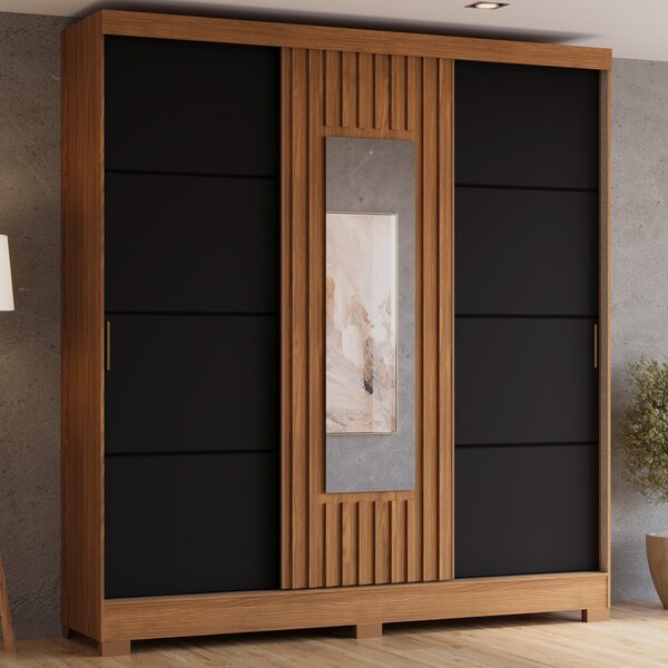 Guarda Roupa Spazio 3 Portas Deslizantes Com Aplique Ripado 2 Gavetas E ...